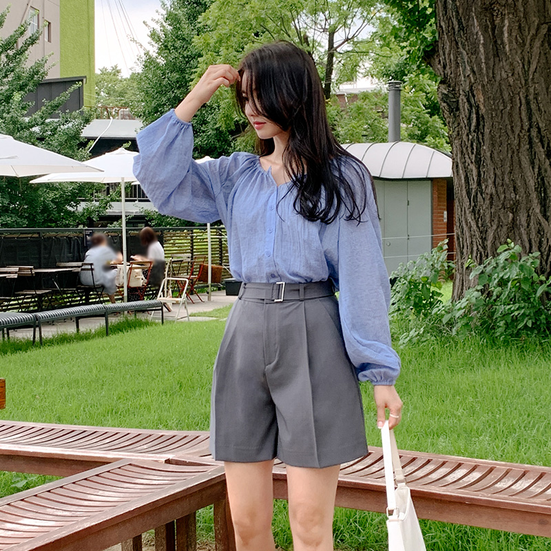 SPS12826 ps4101 ベルト付きハーフスラックスパンツ ショートパンツ - attrangs