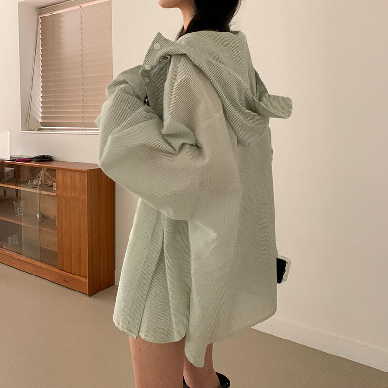 SONA | オーバーフィットストライプフードシャツ | 10代・20代女性ファッション韓国通販