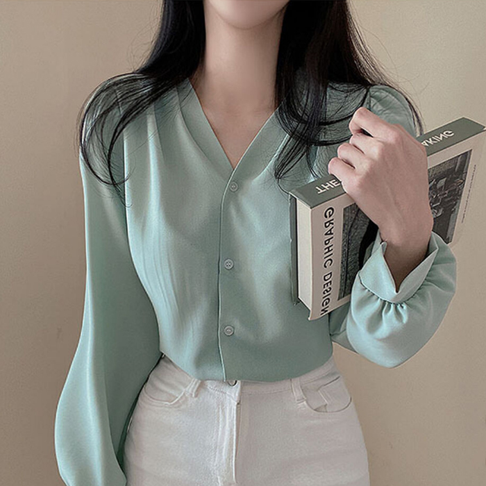 SBS16673 【SET】タイチョーカー＋Vネックタックドレープブラウス ブラウス - banhari market