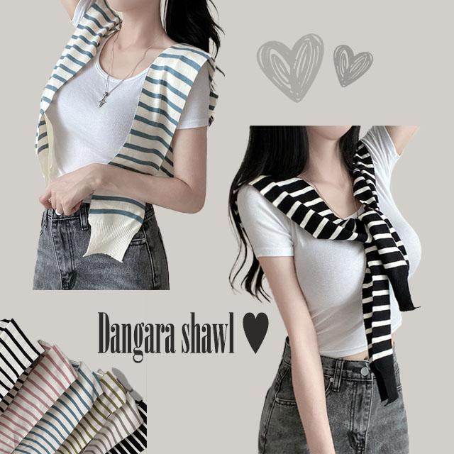 SNT25394 ストライプポイントショールニット6色 ニット - banhari market