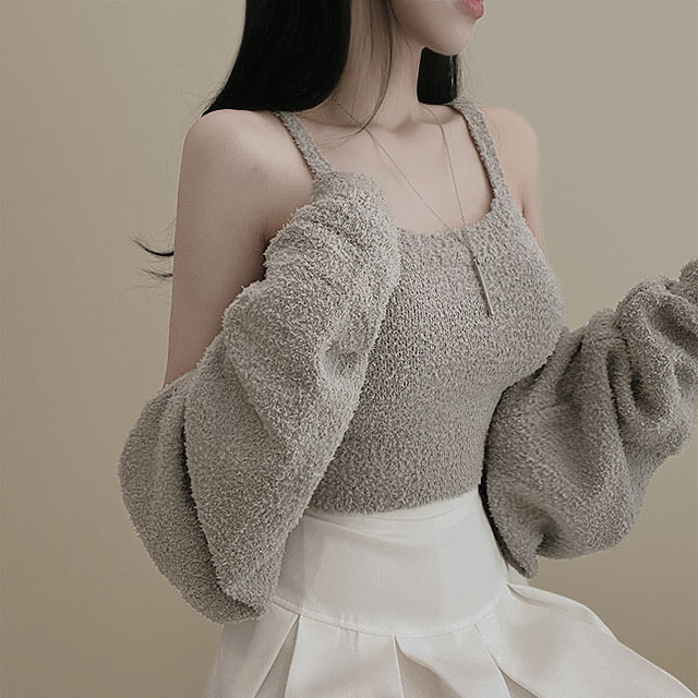 SGD22782 【SET】クロップキャミソール＋ボレロカーディガン カーディガン - banhari market