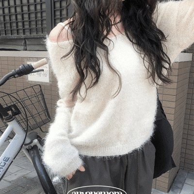 SNT26475 Vネックアンゴラクロップニット ニット - anyonemore