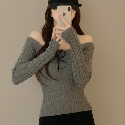 SNT29649 オフショルダーケーブルスリムニット ニット - banhari market