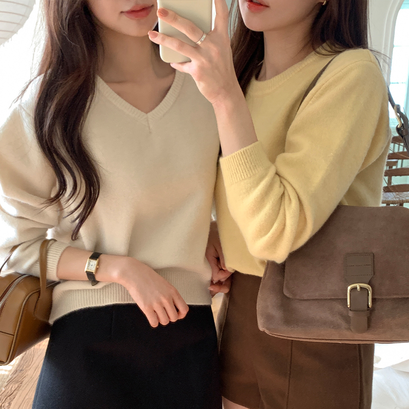 SNT30001 (ラウンド/Vネック) ポンズ 2タイプ ルーズフィットニット ニット - attrangs