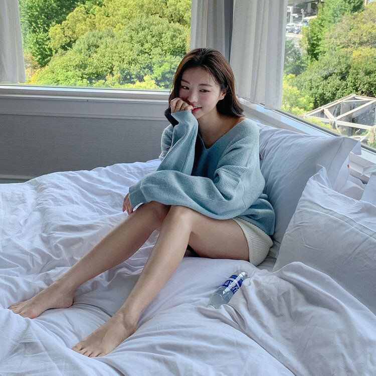 SNT24711 nt2570 リブニットVネックルーズプルオーバー ニット - attrangs