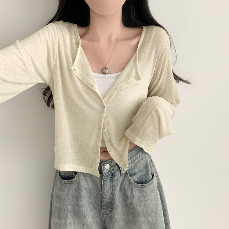 SGD22200 ボカシ長袖クロップカーディガン カーディガン - myu a rin