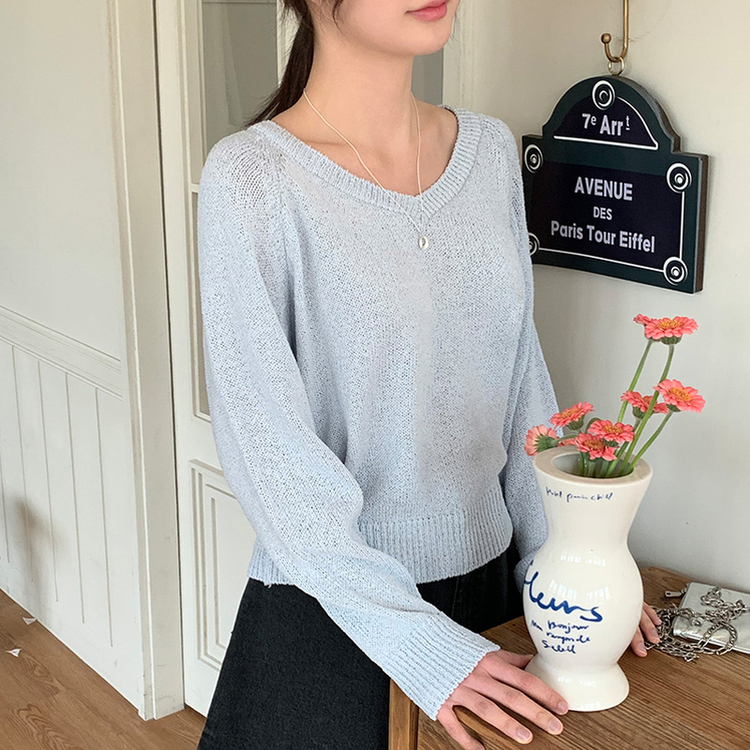 SNT30875 （着回し力抜群／季節の変わり目マストアイテム）アベロ Vネック やわらかルーズフィット 長袖ニット ニット - attrangs