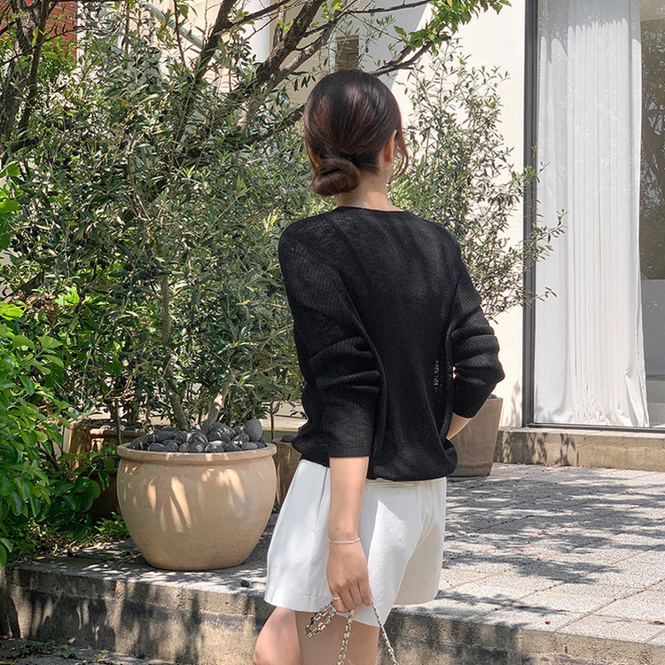 SGD27577 （2WAY／華奢見え／サマーカーディガン）ラピュリン Vネック サマーリブ 2WAYカーディガン カーディガン - attrangs